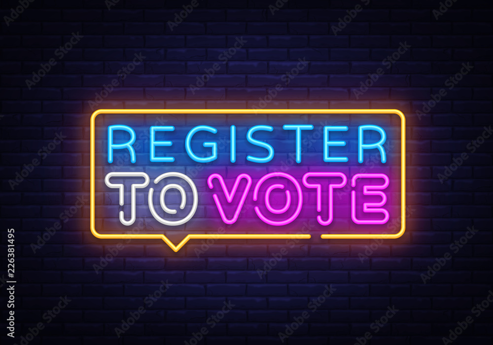 Register to vote neon sign vector. Election Design template neon sign ...