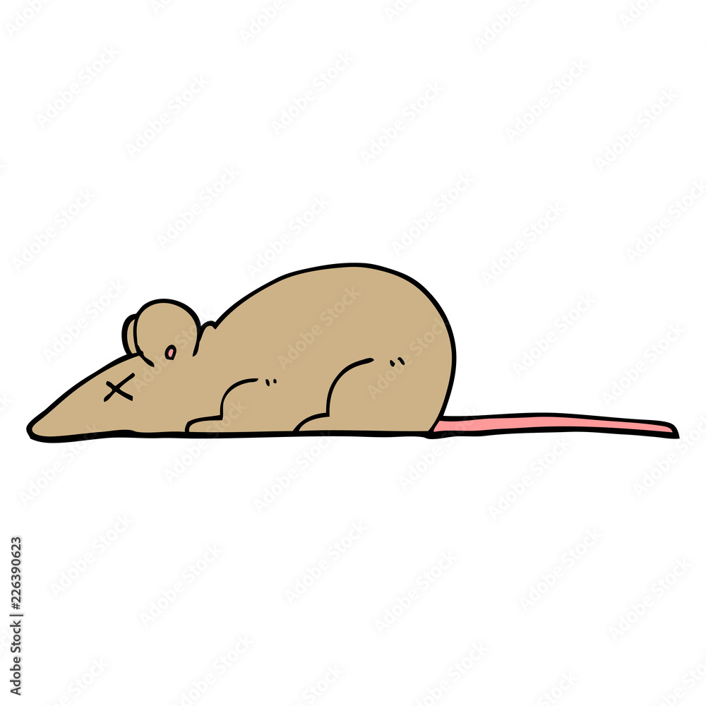 hand drawn doodle style cartoon dead rat Stock Vector | Adobe Stock