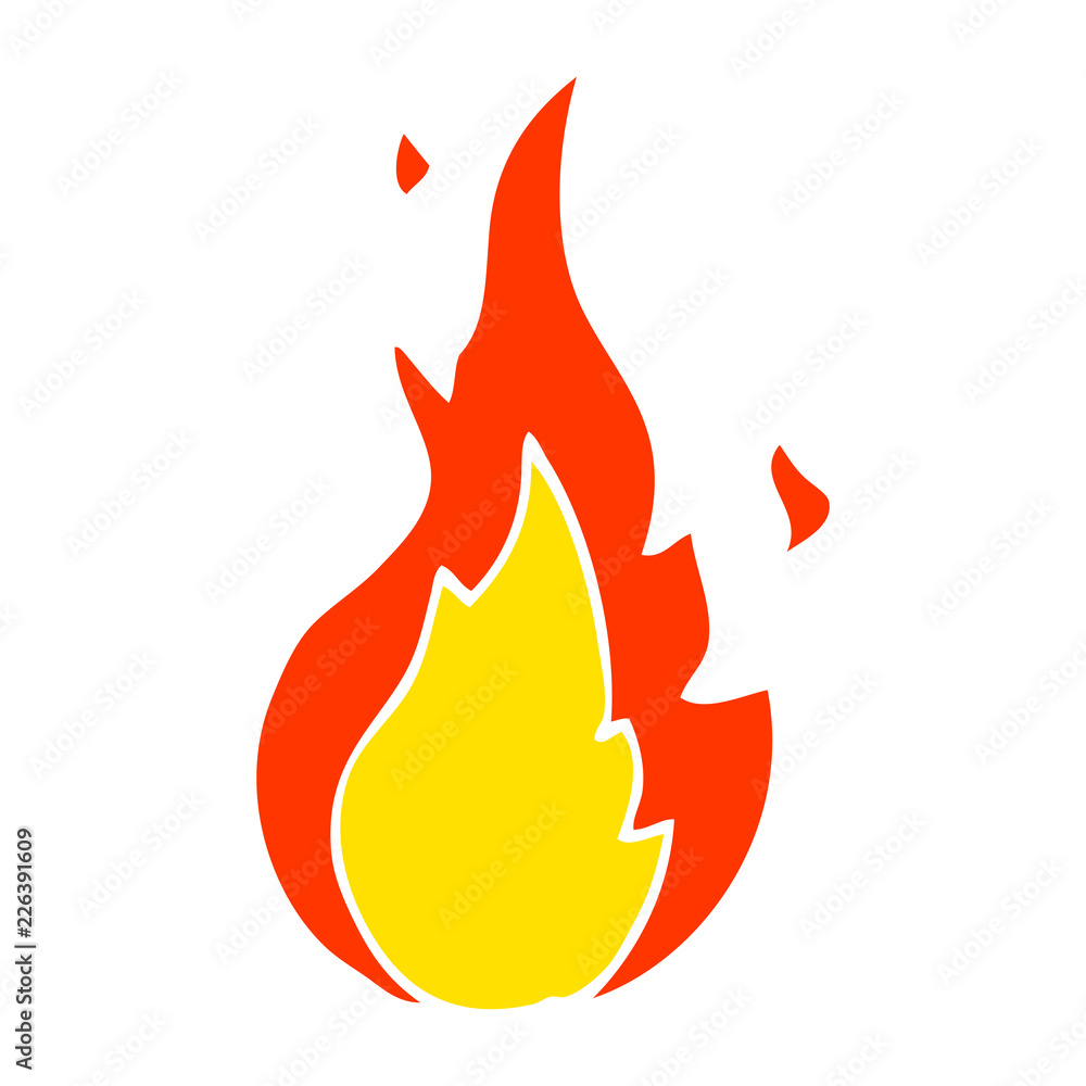 flat color illustration cartoon flame symbol Stock Vector | Adobe Stock