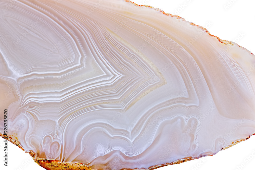 Amazing Banded Agate Crystal cross section cut isolated on white ...