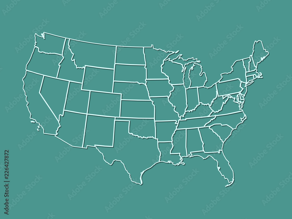 An atlas of united states of America with light blue lines with shading ...