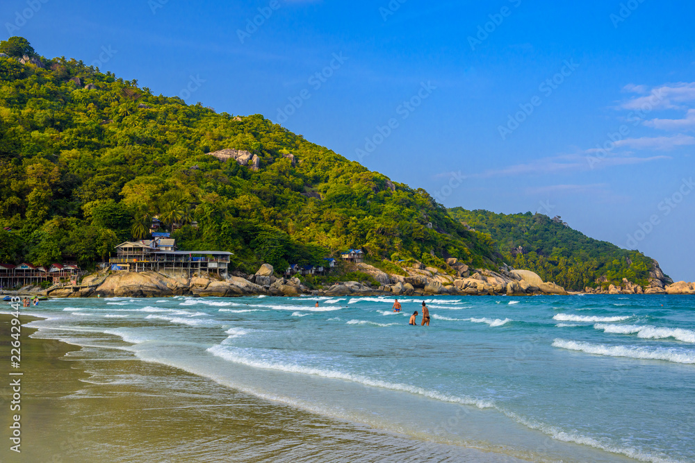 Big waves on Haad Rin beach, Koh Phangan island, Suratthani, Tha Stock ...