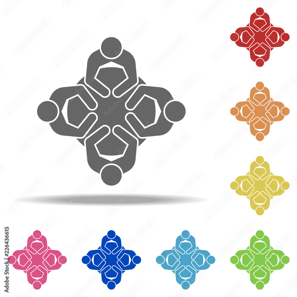 round-table discussion icon. Elements of Conversation in multi colored ...