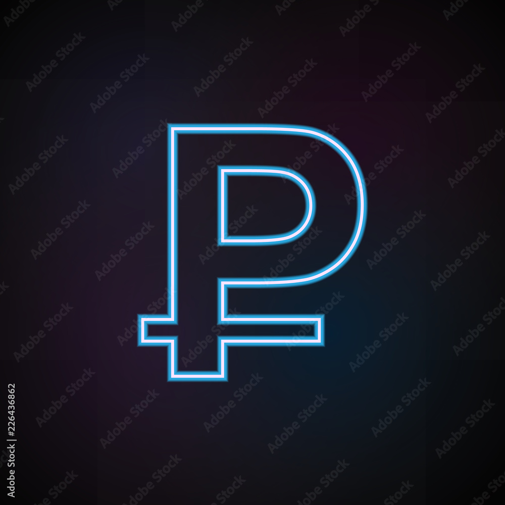 ruble symbol icon in neon style. One of Mobile banking collection icon ...