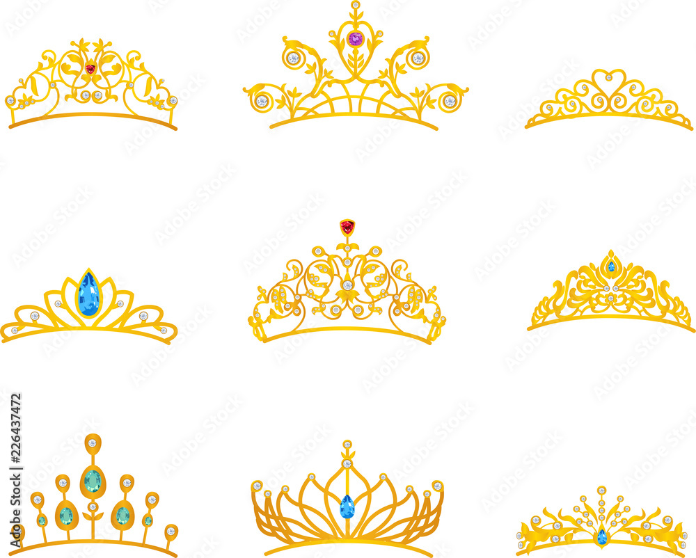 Beautiful tiara gold with different size and model Stock Vector | Adobe ...