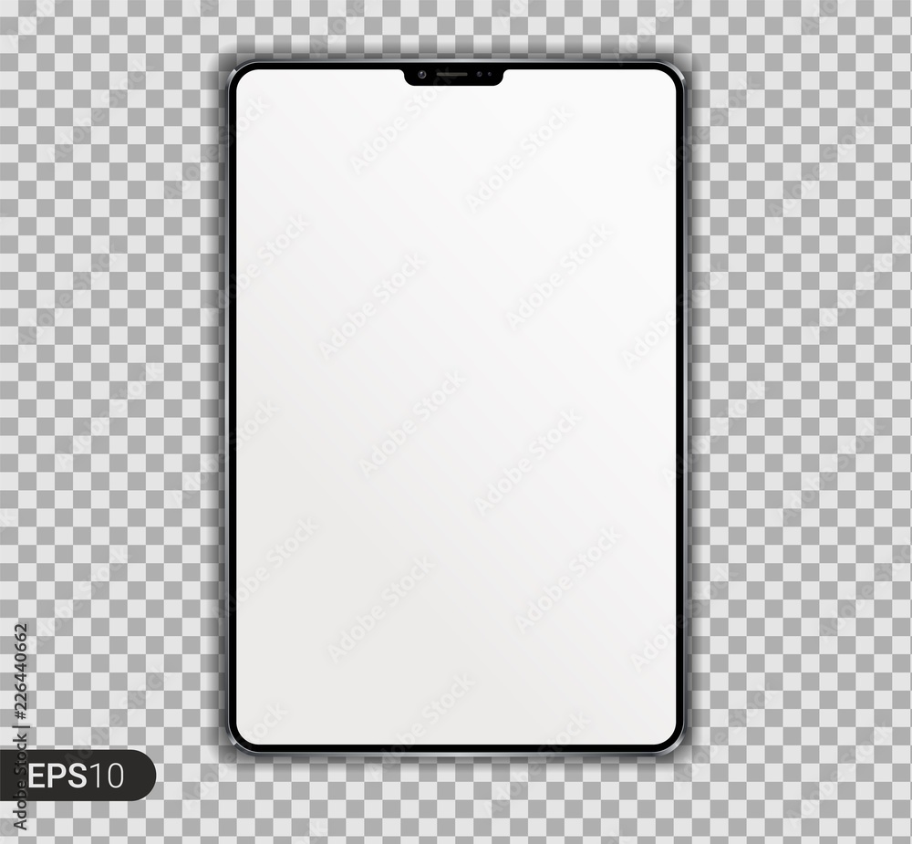 New Realistic Tablet PC Computer with blank Screen Isolated on ...