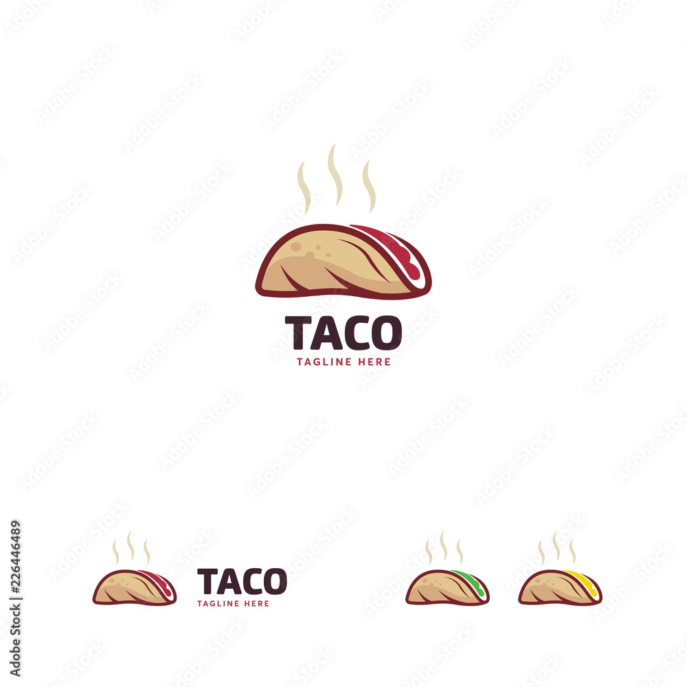 Taco Logo designs template, Hot Taco Logo designs concept vector Stock ...