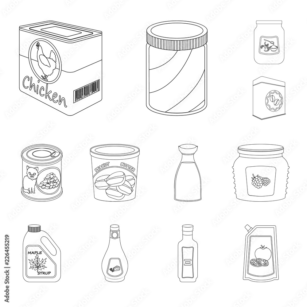 Vector illustration of can and food logo. Set of can and package vector ...