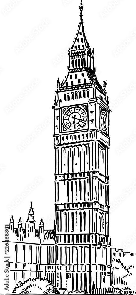 Big Ben Vector Drawing Stock Vector | Adobe Stock