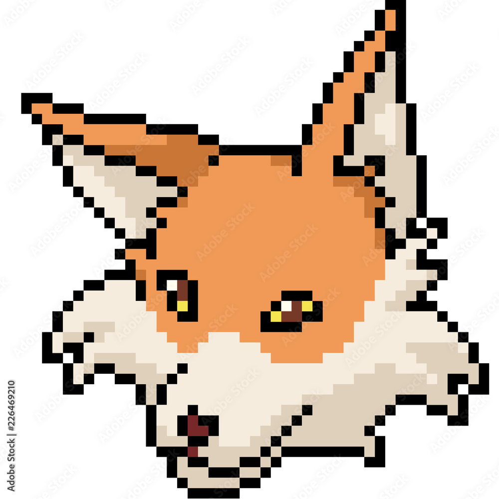 vector pixel art fox friendly Stock Vector | Adobe Stock