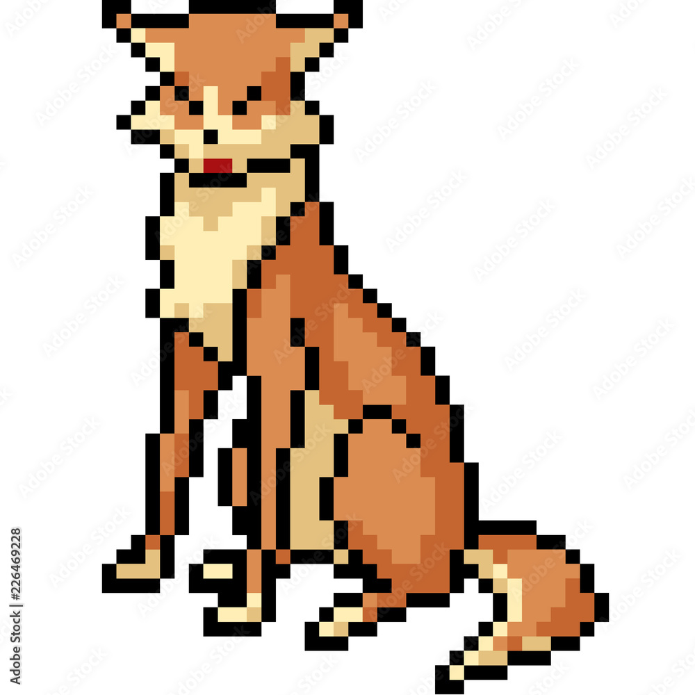 vector pixel art fox friendly Stock Vector | Adobe Stock