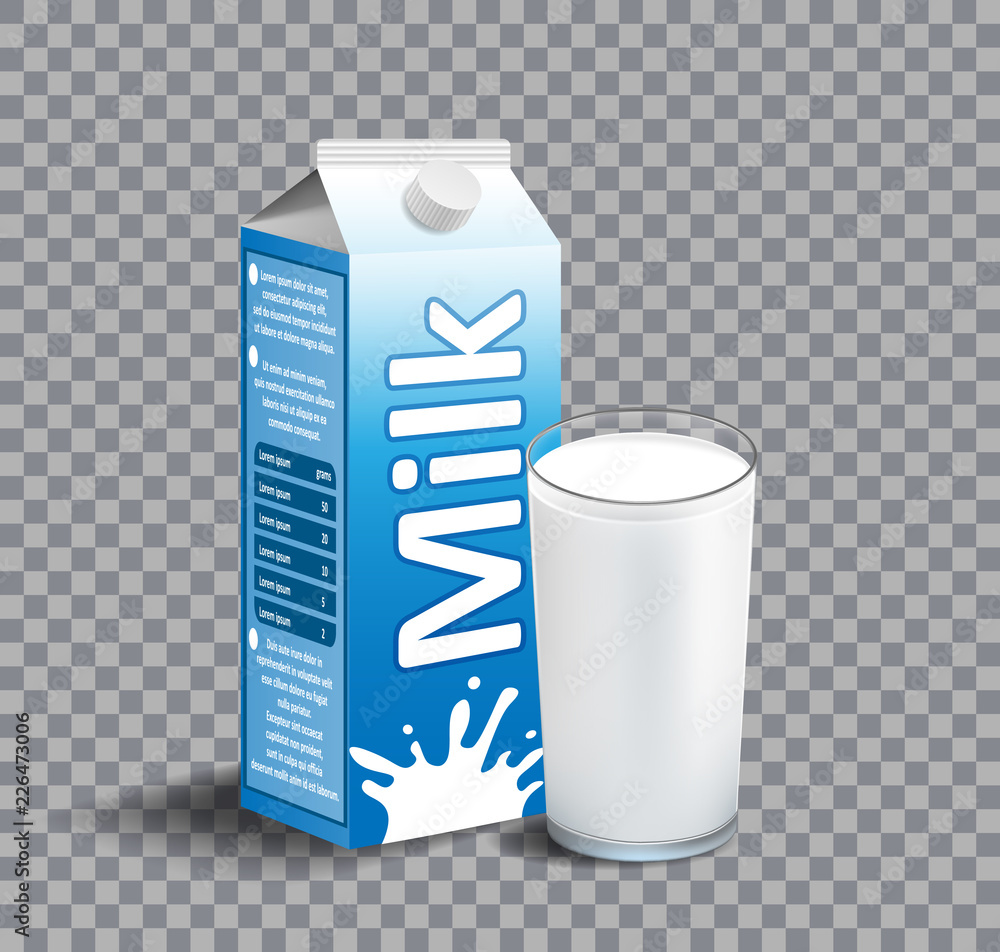 Carton package of milk isolated on transparent background. realistic ...