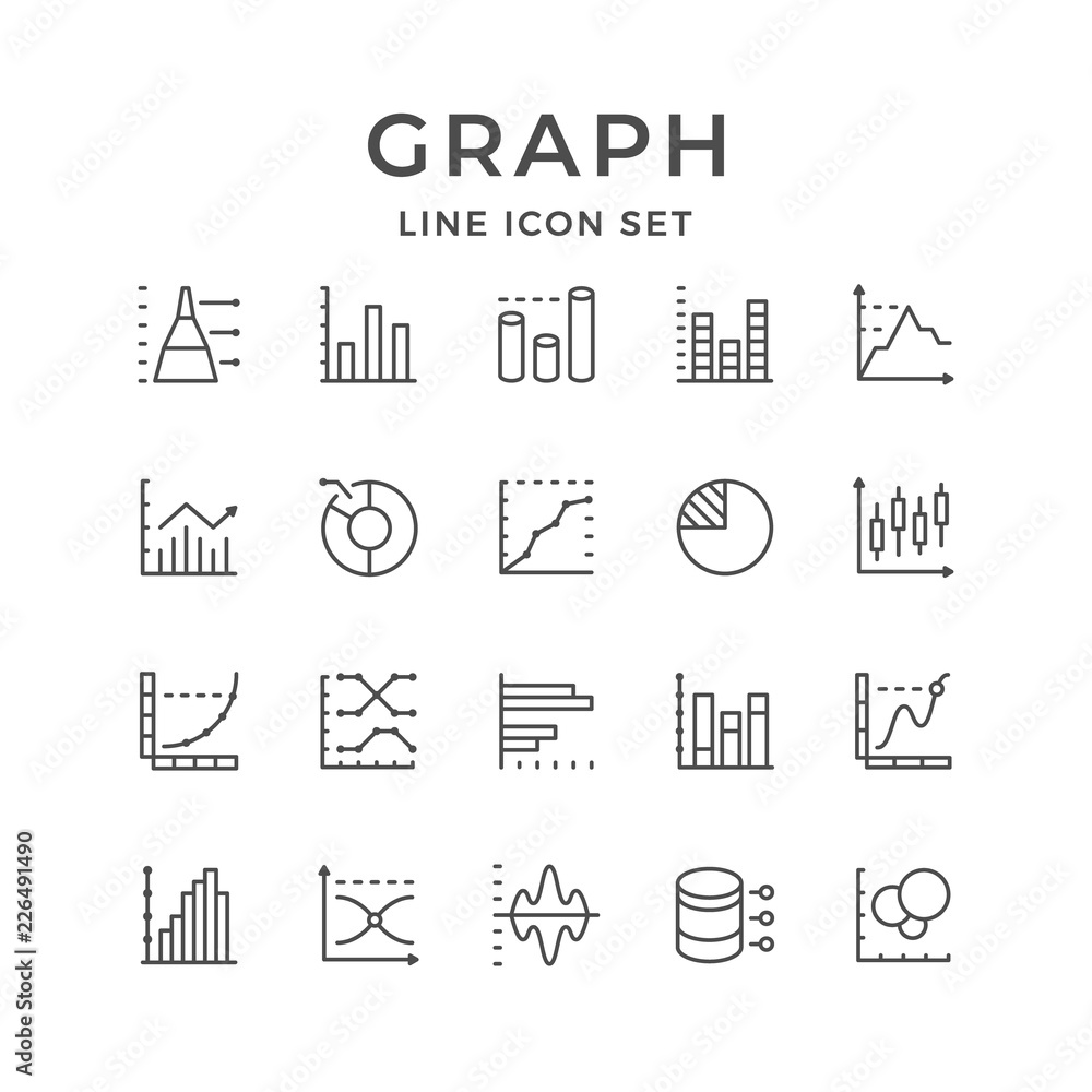 Set line icons of graph and diagram Stock Vector | Adobe Stock
