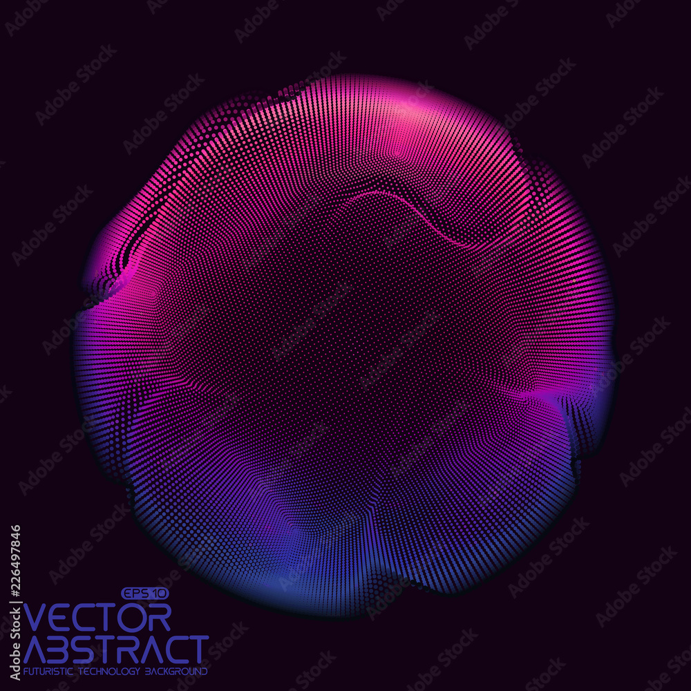 Vector abstract sphere of particles, points array. Futuristic vector ...