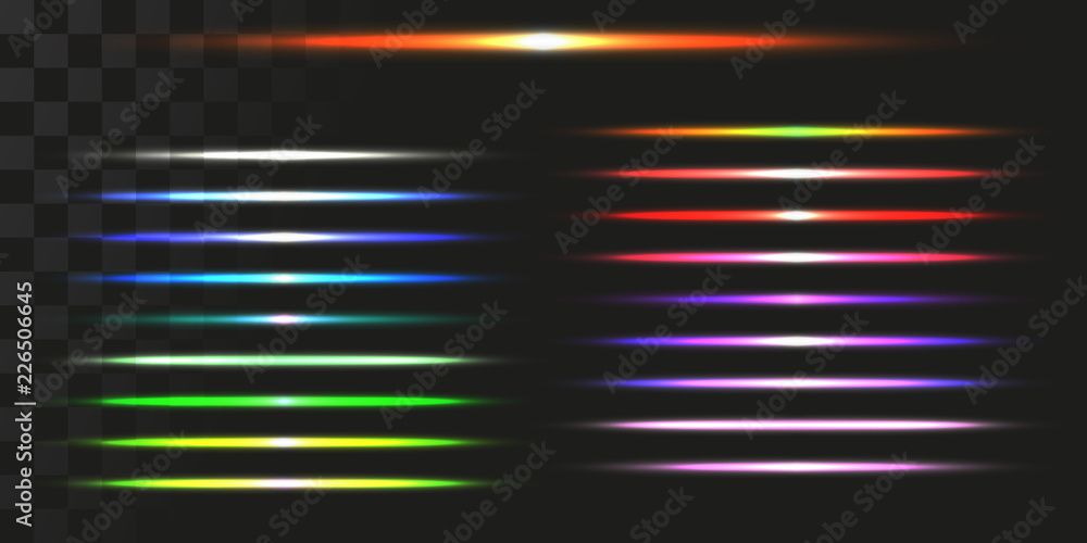 linear energy beams set. vector illustration of light trails. Stock ...