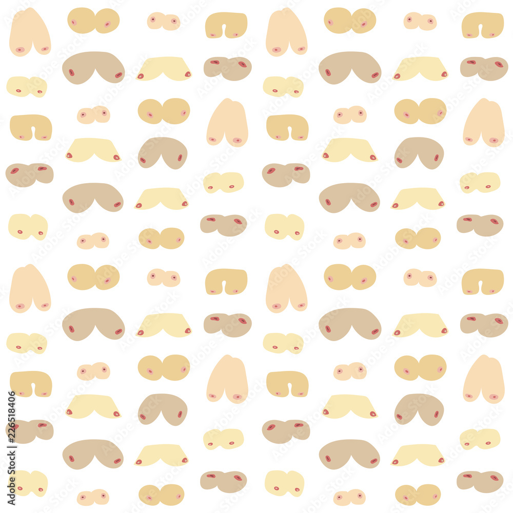 Seamless background with different types of women's breasts. Repeateble ...