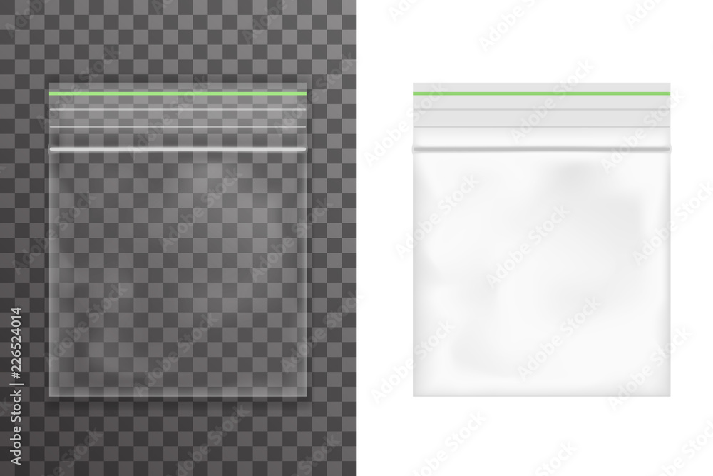 Food empty plastic packaging bag icon set transparent background ...