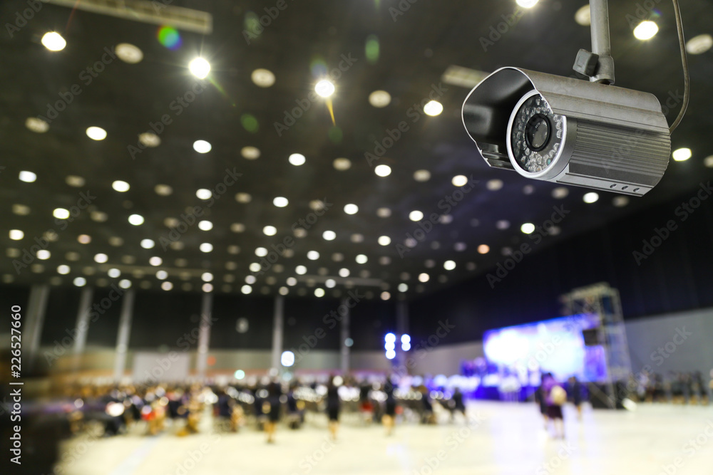 CCTV monitoring, security cameras. Backdrop with views of Exhibition ...