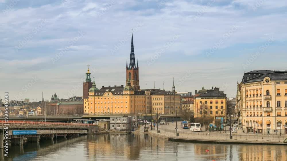 Stockholm Sweden time lapse 4K, city skyline timelapse at Gamla Stan ...