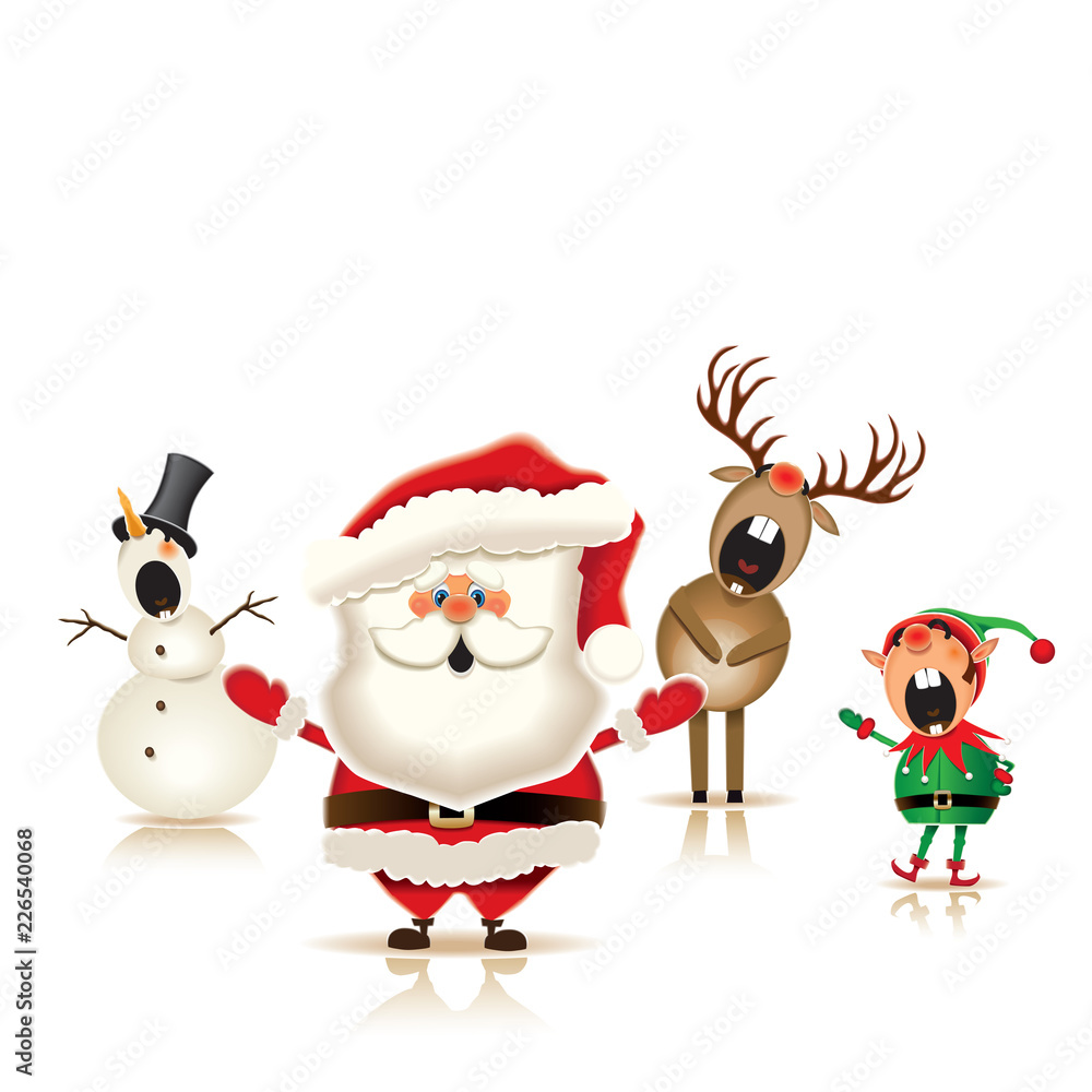 Santa And His Elves And Reindeer