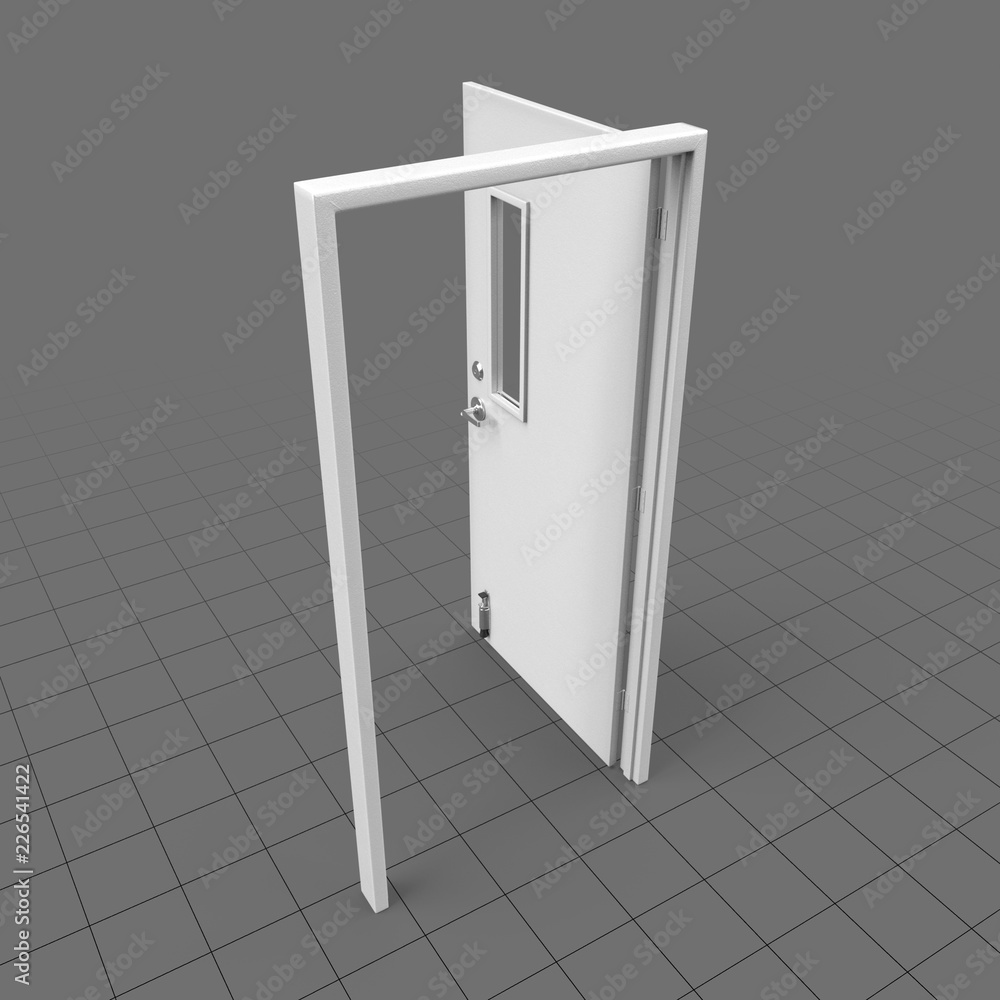 Open door with narrow window panel Stock 3D asset | Adobe Stock