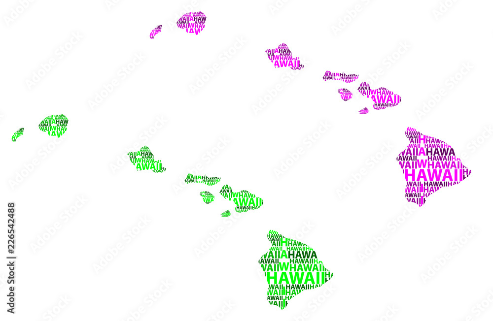 Sketch Hawaii (United States of America) letter text map, Hawaii map ...