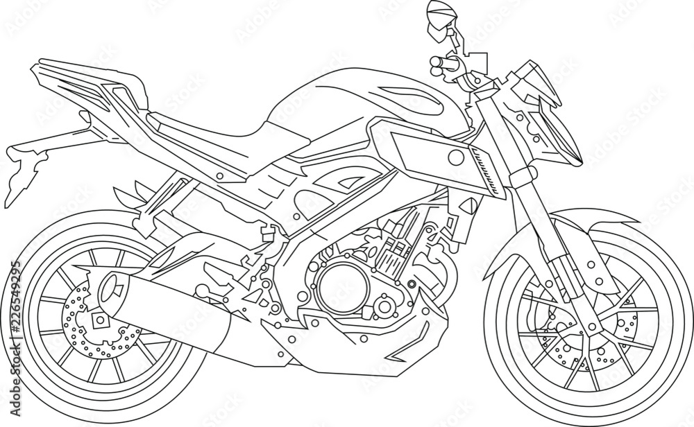 FZ16 Motorbike Line Diagram Stock Vector | Adobe Stock