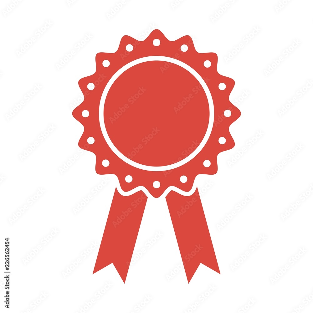 Red badge with ribbons icon, Award ribbon symbol Stock Illustration ...