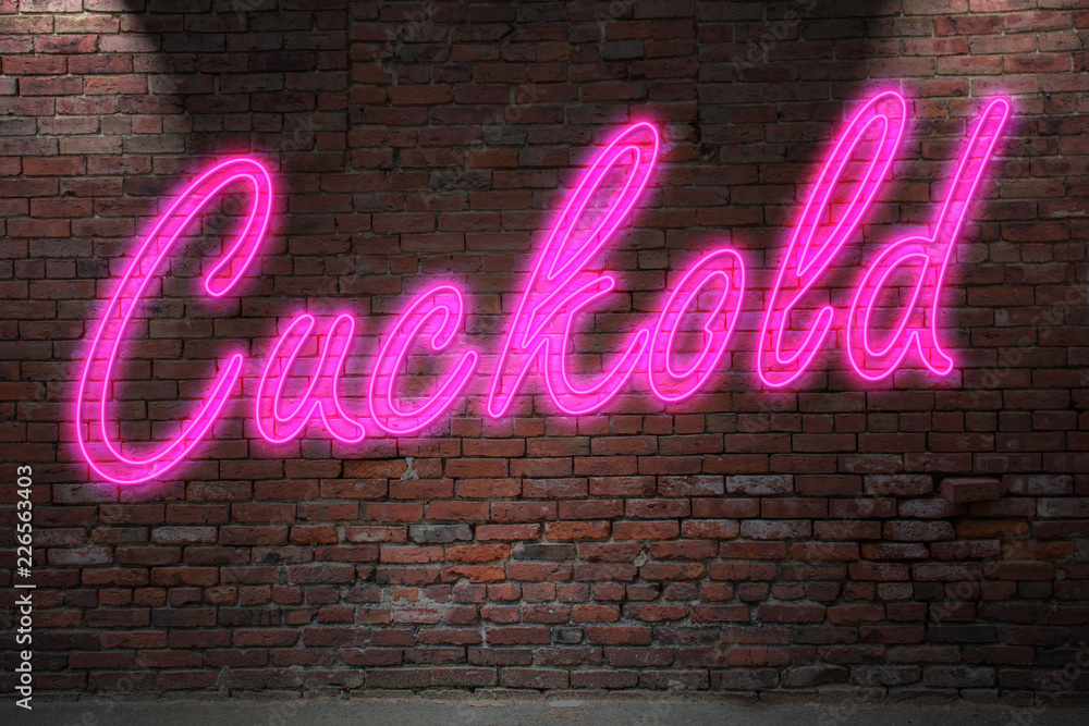 Cuckold Neon Lettering on Brick Wall Stock Illustration | Adobe Stock