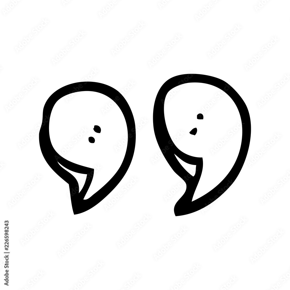 line drawing cartoon quotation marks Stock Vector | Adobe Stock