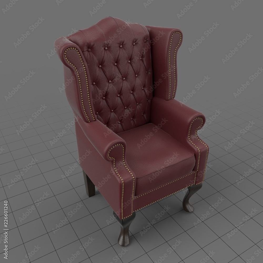 Tufted wing chair 4 Stock 3D asset | Adobe Stock