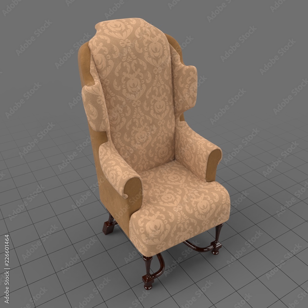 Ornate wing chair Stock 3D asset | Adobe Stock