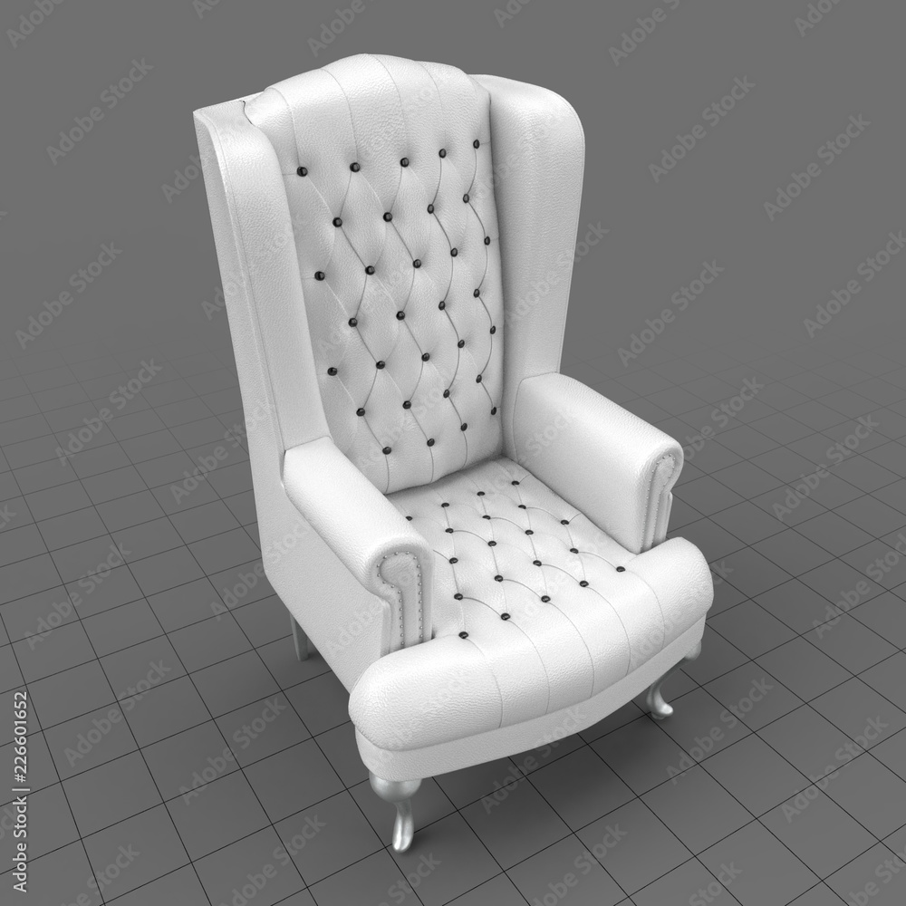 Tufted wing chair 2 Stock 3D asset | Adobe Stock
