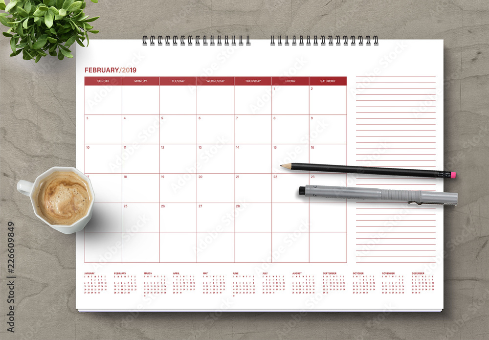 2019 Desk Planner Layout Stock Template | Adobe Stock