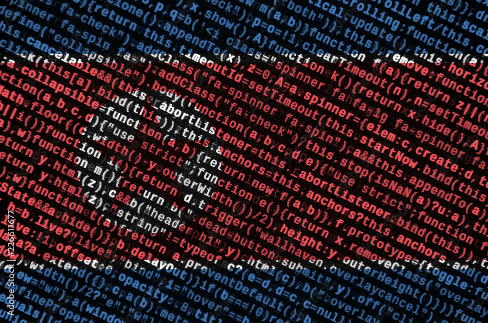 Foto de North Korea flag is depicted on the screen with the program ...