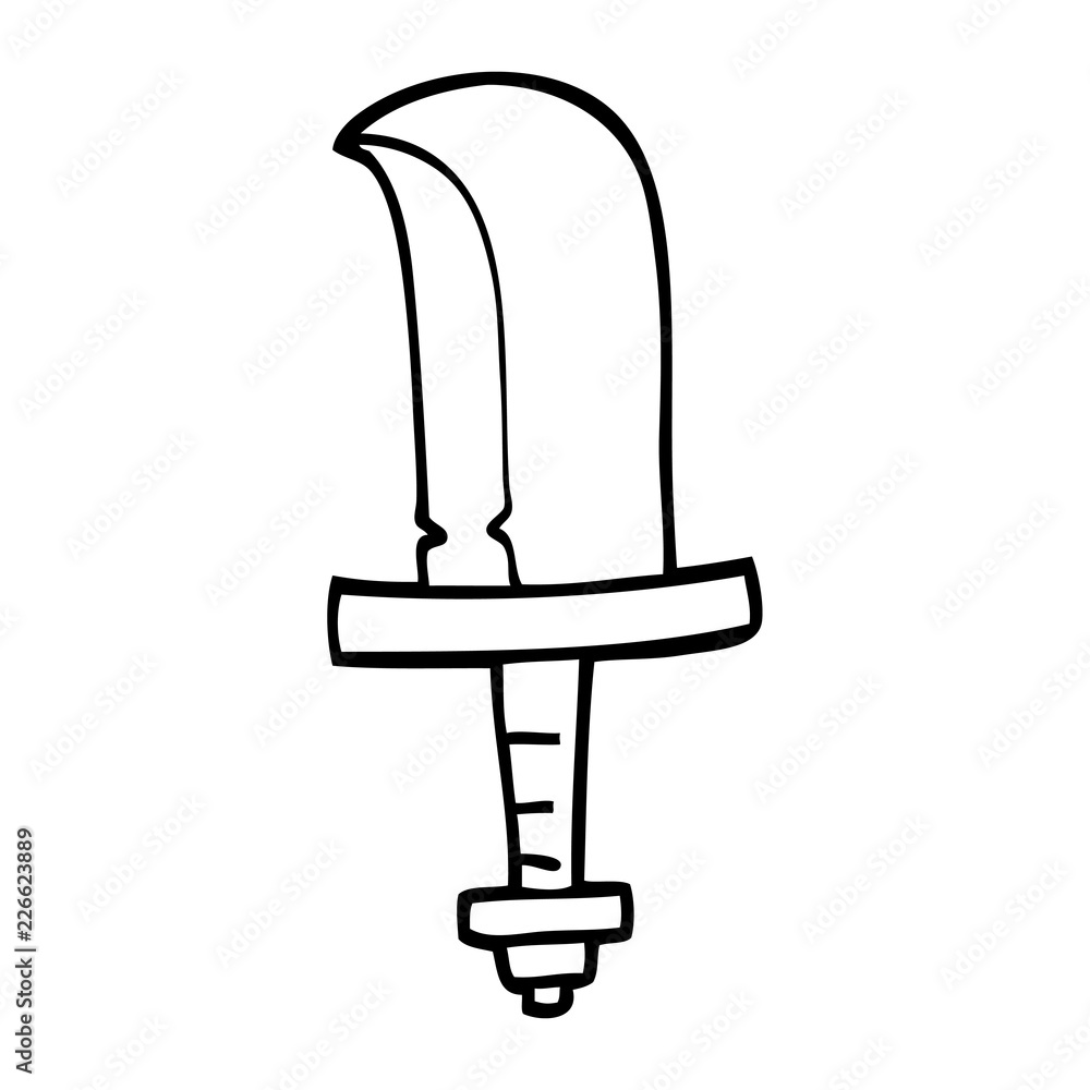 line drawing cartoon old dagger Stock Vector | Adobe Stock