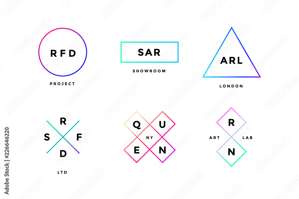 Logo set. Set of simple logo in modern minimal style for company, group ...