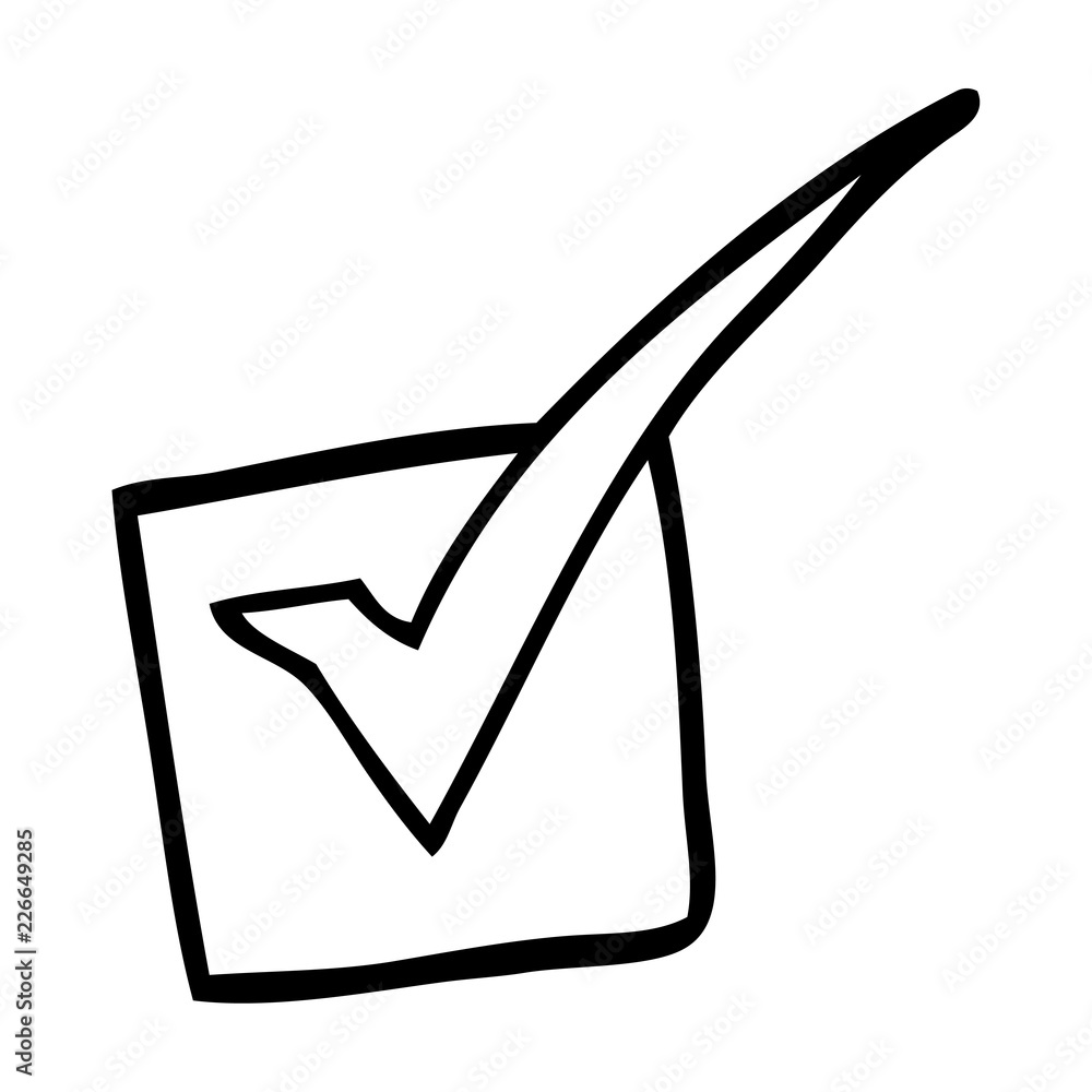 line drawing cartoon tick mark Stock Vector | Adobe Stock