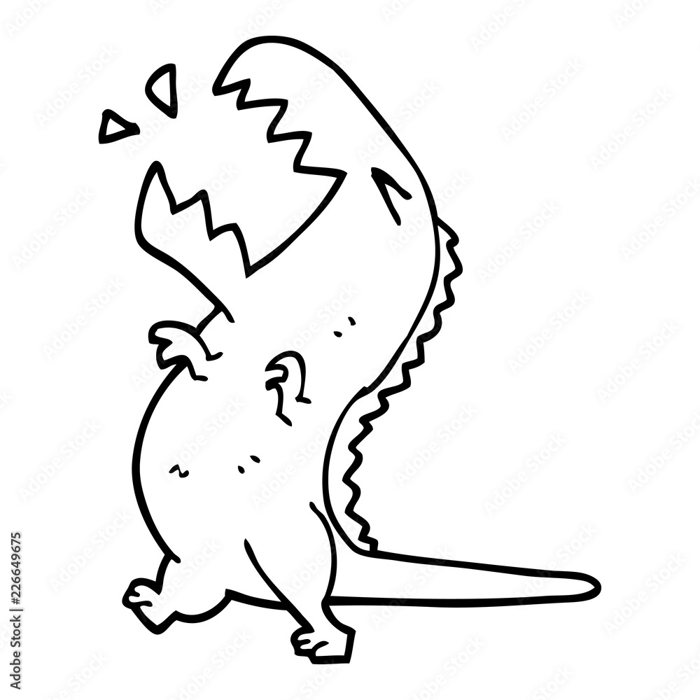 line drawing cartoon roaring t rex Stock Vector | Adobe Stock