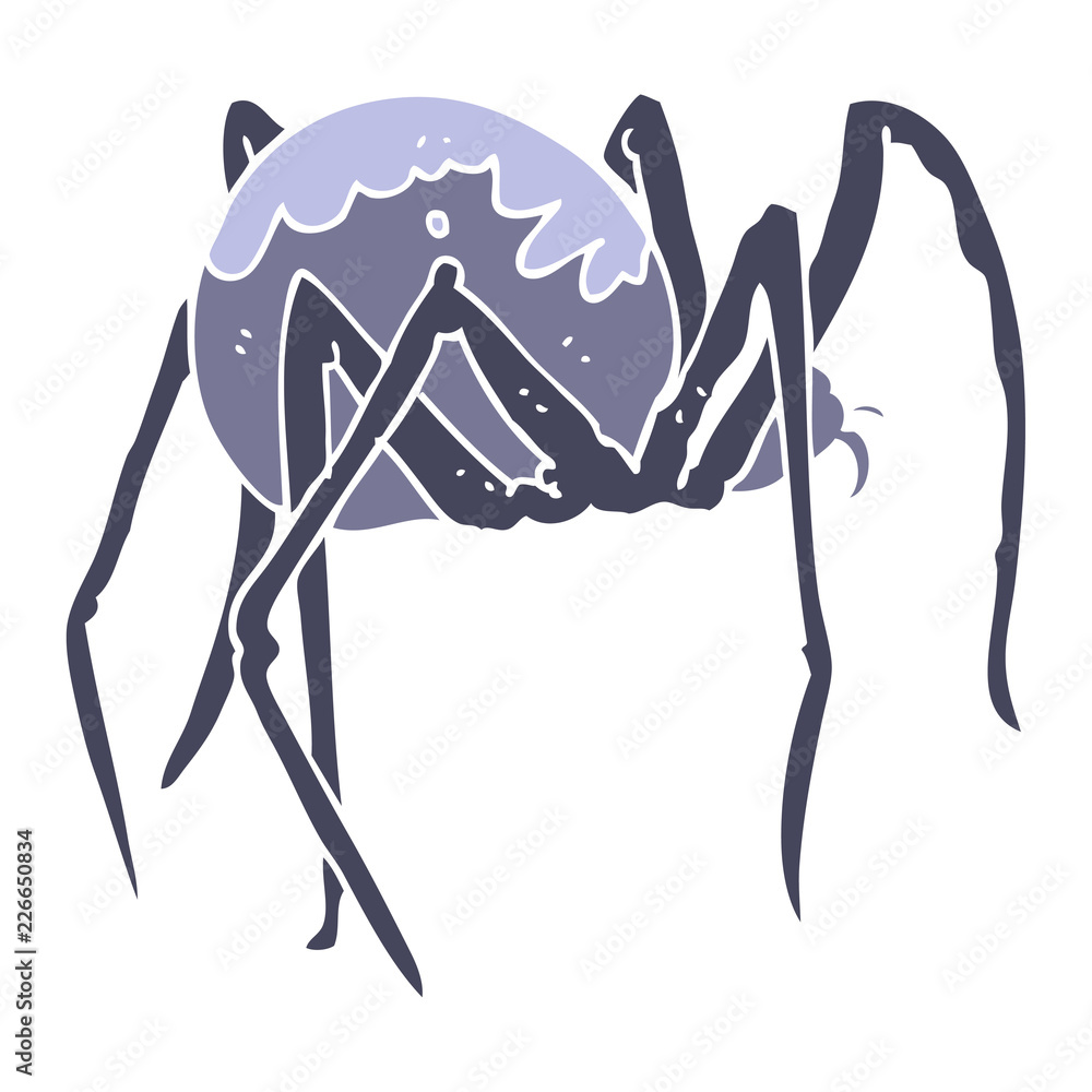 flat color illustration of a cartoon creepy spider Stock Vector | Adobe ...
