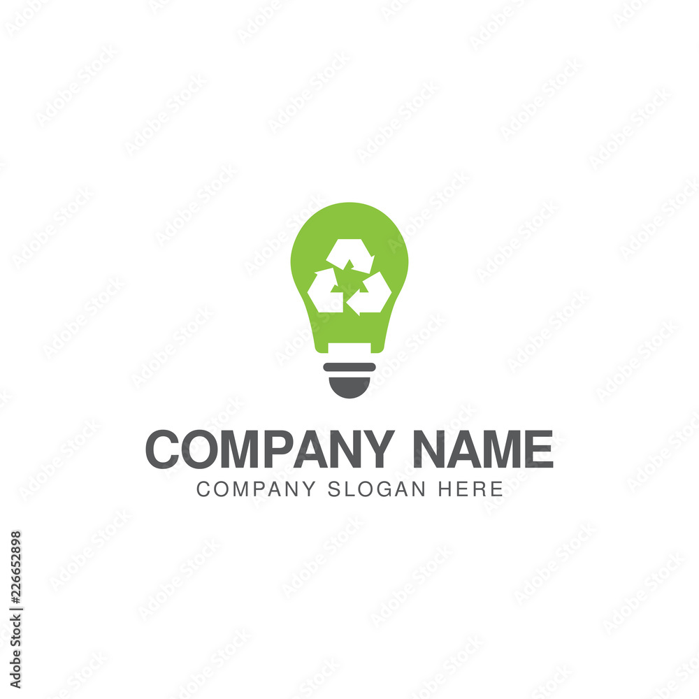 Light bulb and recycle logo design vector Stock Vector | Adobe Stock