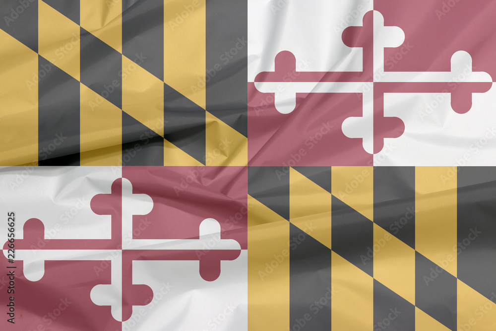 Fabric flag of Maryland. Crease of Maryland flag background, The states ...