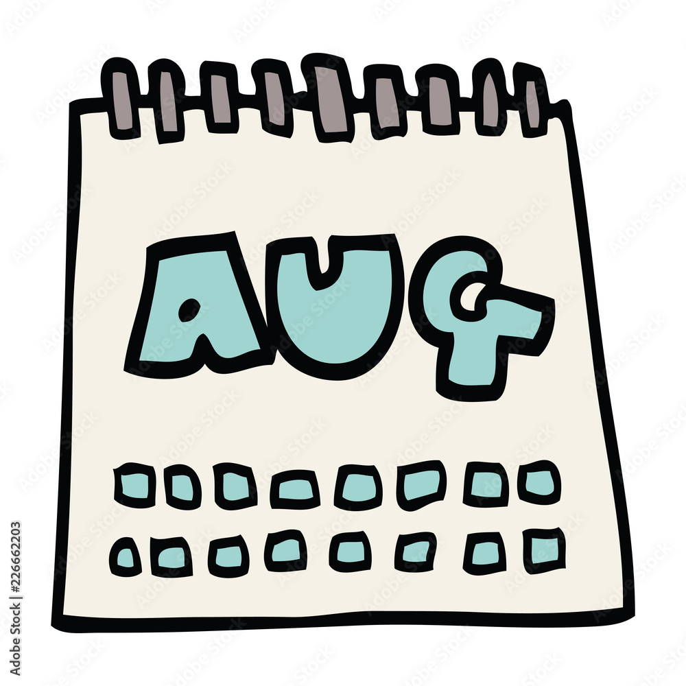 cartoon doodle calendar showing month of august Stock Vector | Adobe Stock