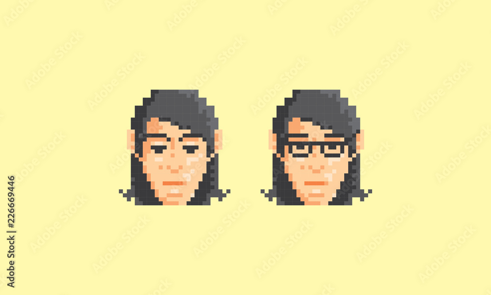 pixel art woman face logo icon vector Stock Vector | Adobe Stock