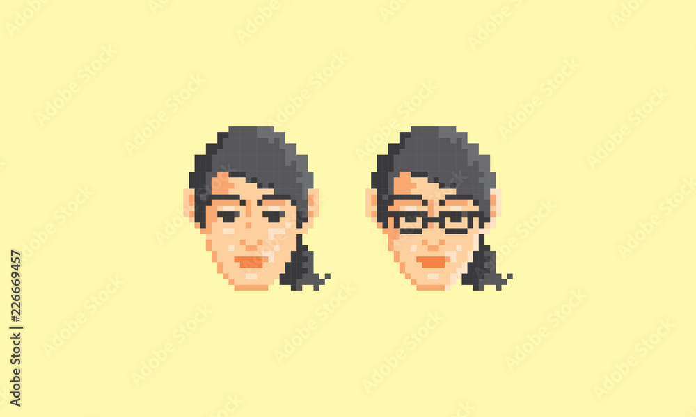 pixel art woman face logo icon vector Stock Vector | Adobe Stock