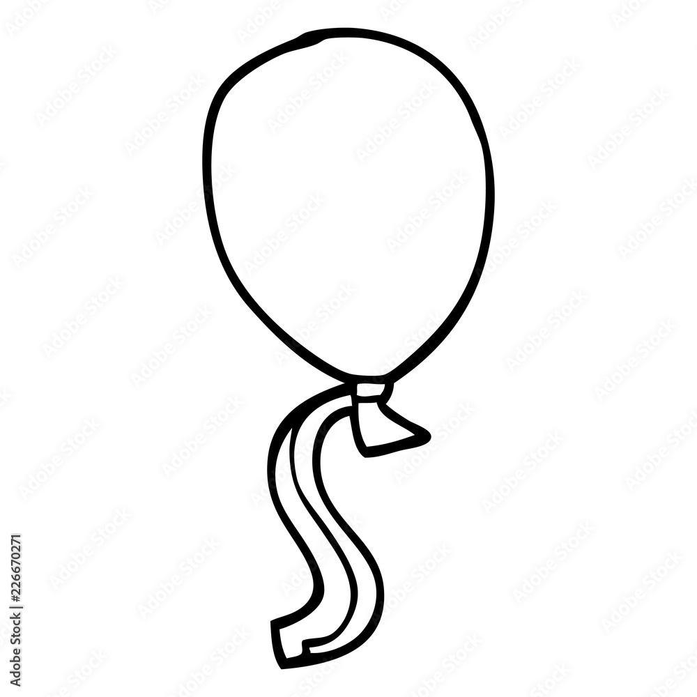line drawing cartoon ballon with string Stock Vector | Adobe Stock