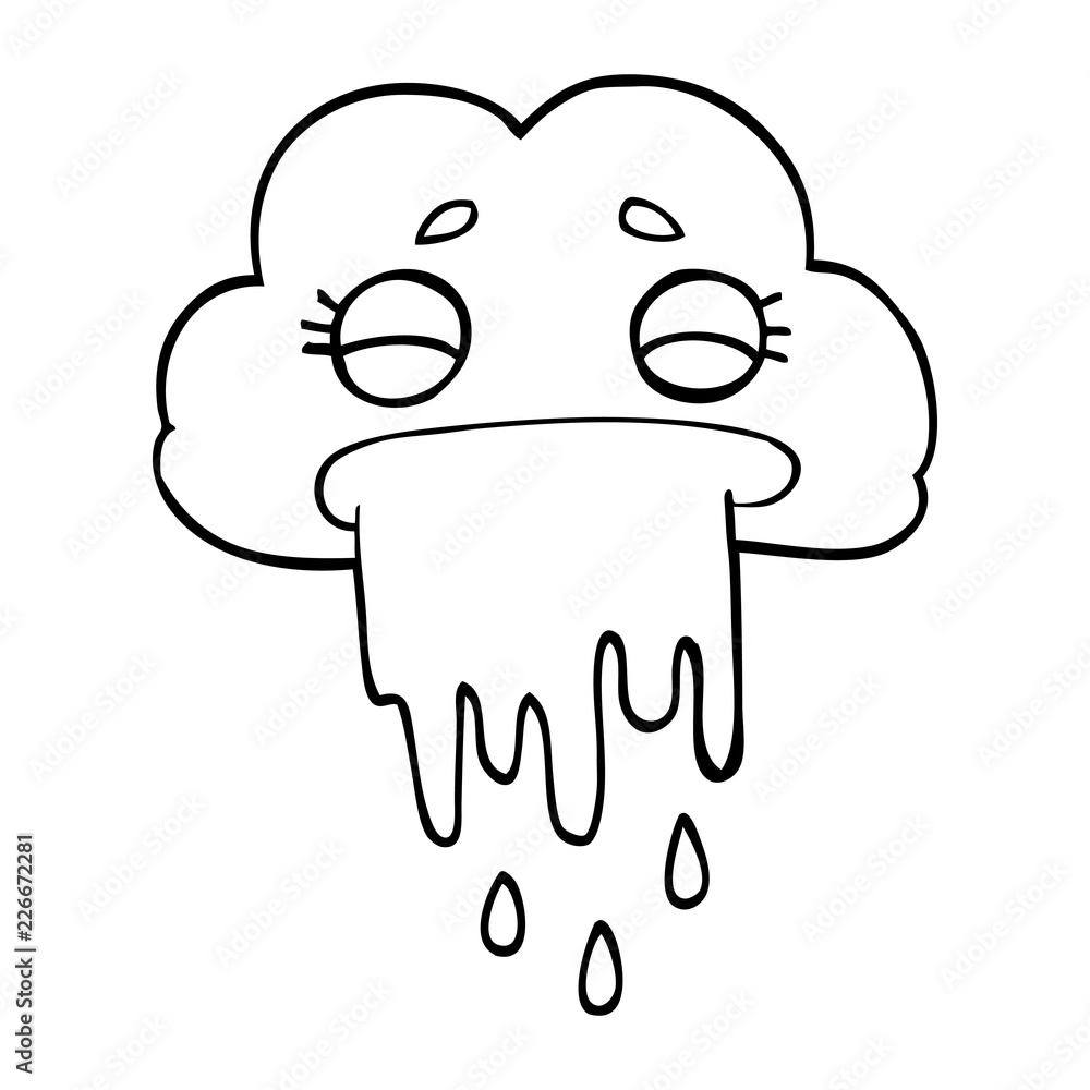 Rain Cloud Line Drawing