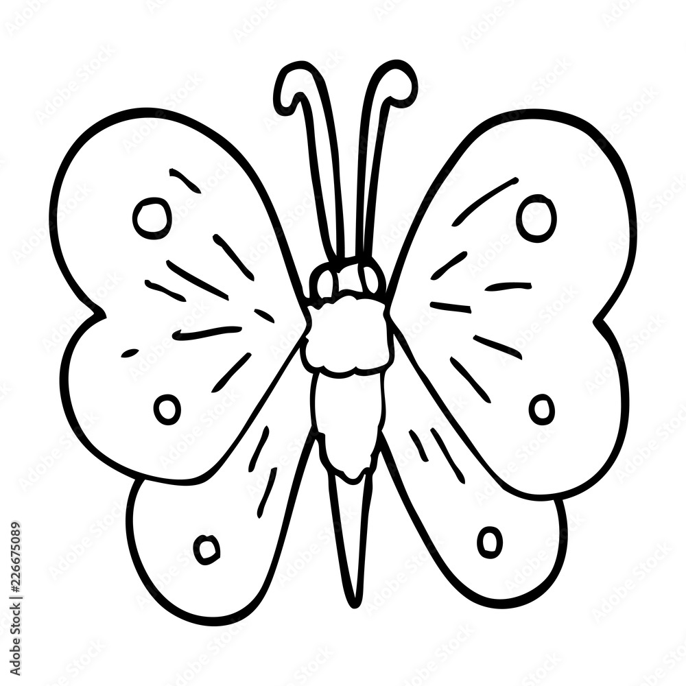 line drawing cartoon butterfly Stock Vector | Adobe Stock