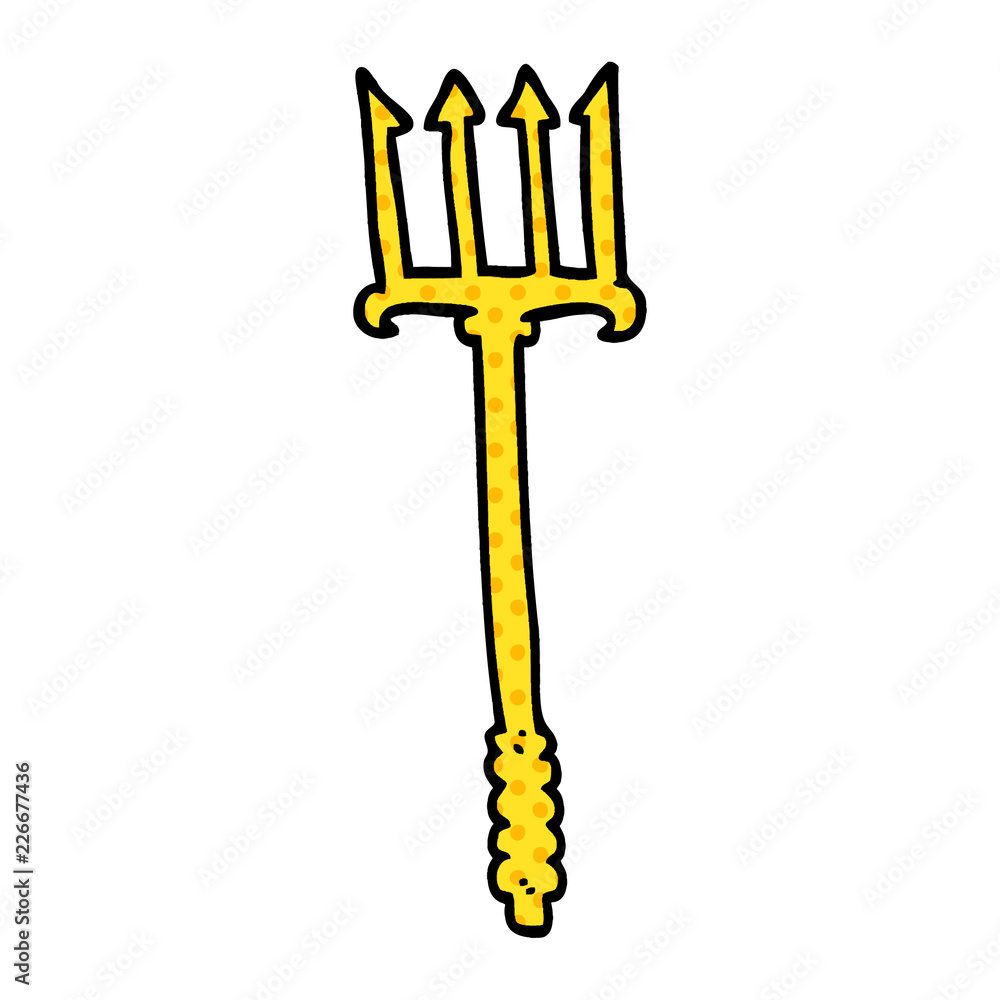 cartoon doodle gold trident Stock Vector | Adobe Stock