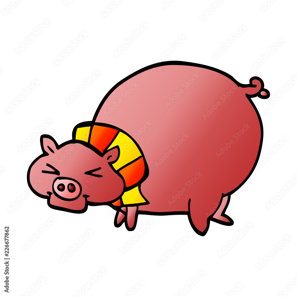 cartoon doodle fat pig Stock Vector | Adobe Stock